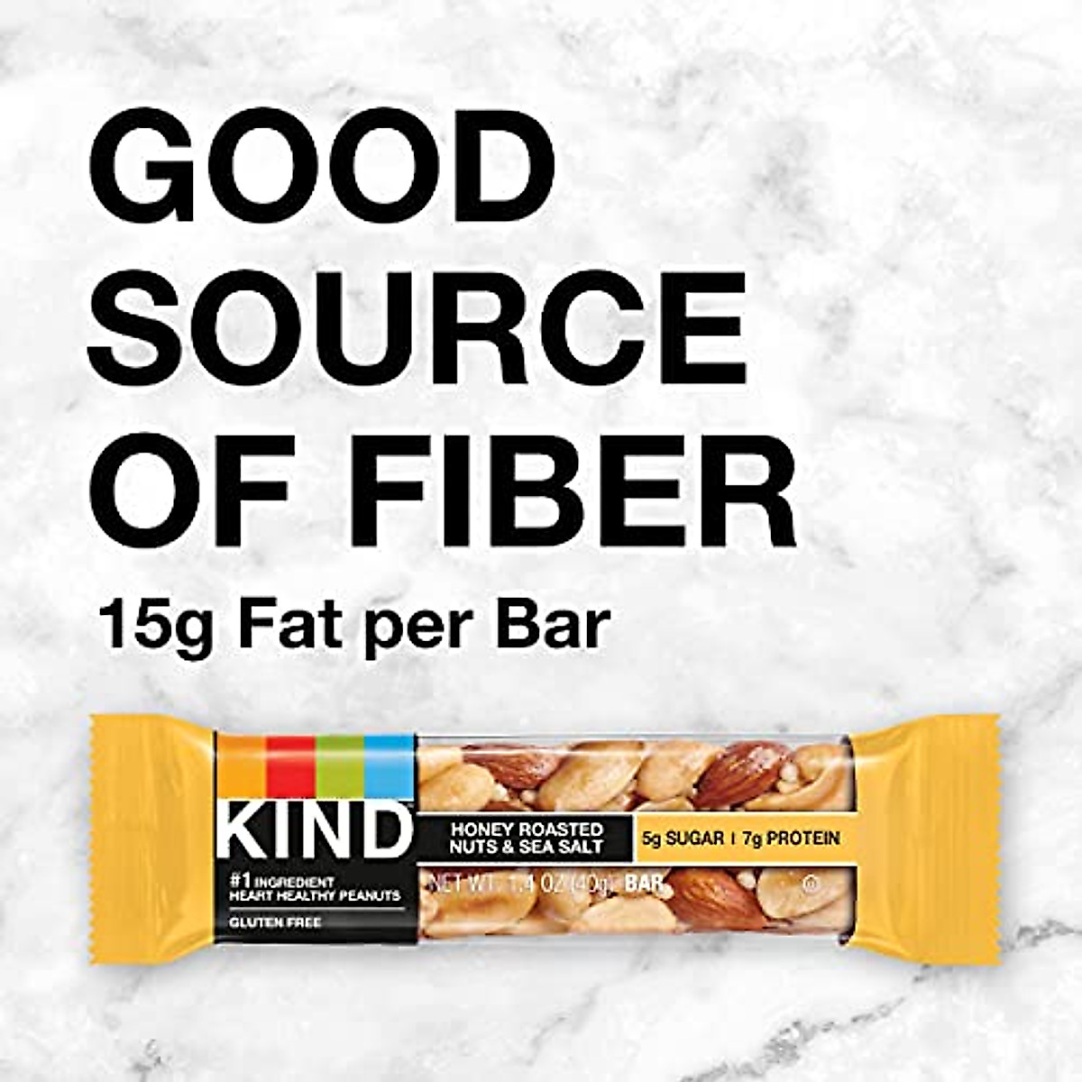 KIND Bars, Honey Roasted Nuts & Sea Salt, Gluten Free, Low Glycemic Index, 1.4oz, 12 Count