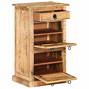 QJBSAVVA 4-Layer Shoe Cabinet with Drawer Solid Rough Mango Wood,Shoe Rack Organizer Closet Show Rack Shoe Bench Closet Shelf Suitable for doorways, Front Rooms, bedrooms