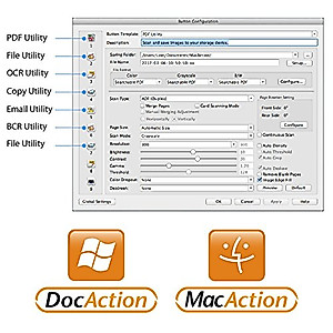 Plustek PS30D Duplex Document Scanner: with 50 Sheet Auto Document Feeder (ADF) and searchable PDF Function by Abbyy OCR. Support Mac and PC
