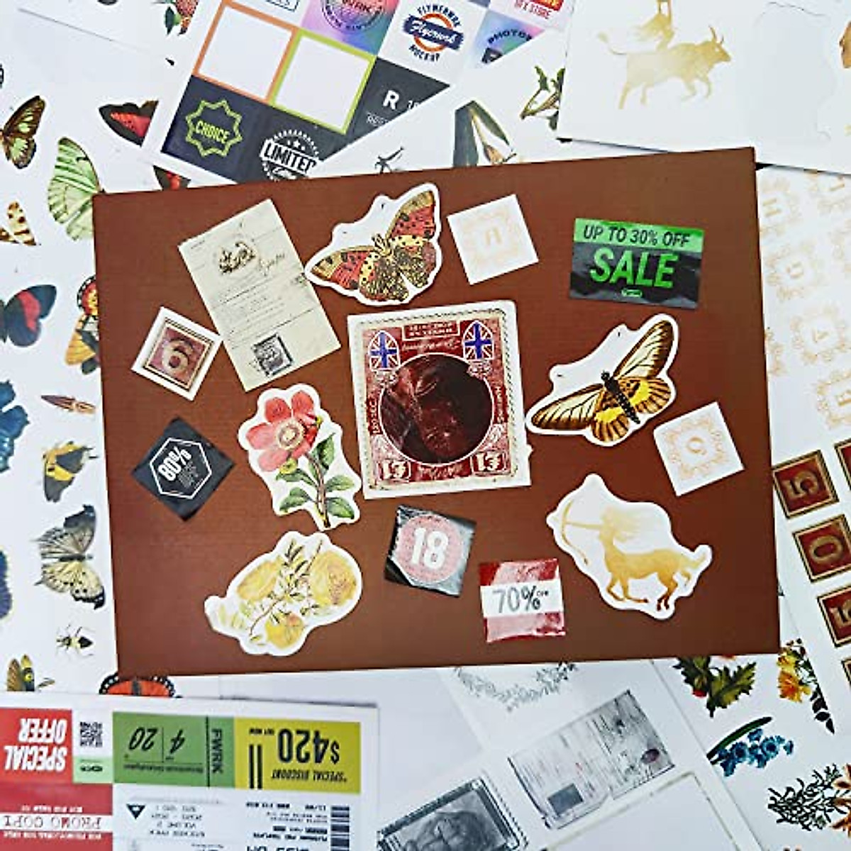 NTWJNJY Vintage Scrapbooking Supplies Stickers,365 Pcs Bullet Journals Supplies Aesthetic Scrapbook,Junk Journal Supplies Scrapbook kit,Birthday Craft Gift for Teen Girl Kid Women.
