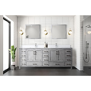 Bell+Modern Big Sur 84 in. W x 22 in. D Distressed Grey Double Bath Vanity and White Quartz Top