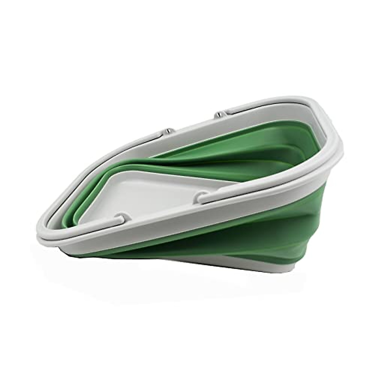 SAMMART 15L (4 Gallon) Collapsible Basket with Handle - Portable Outdoor Picnic Basket/Crater - Foldable Shopping Bag - Space Saving Storage Container (Grey/Dark Sea Green, 1)