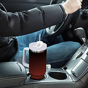 MCHIVER Black Red Gradient 30 oz Tumbler with Handle and Straw Stainless Steel Vacuum Water Bottle Leak-proof Travel Coffee Mug Insulated Cup for Car Office Home