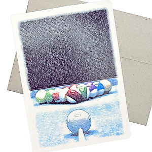 Billiards Birthday Card (5X7 Inches and Blank Inside) also for Miss You or Party Invidation for Pool Players - 112