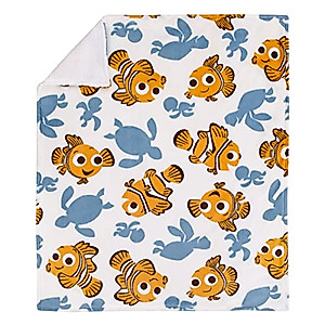 Disney Finding Nemo Orange, Teal, and White Sea Turtles Super Soft Sherpa Baby Blanket