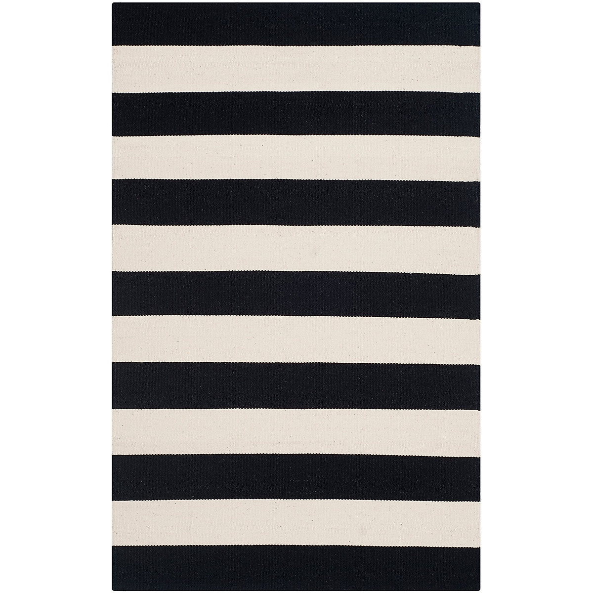 SAFAVIEH Montauk Collection Accent Rug - 2'6" x 4', Black & Ivory, Handmade Flat Weave Boho Farmhouse Cotton Stripe, Ideal for High Traffic Areas in Entryway, Living Room, Bedroom (MTK712D)
