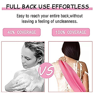 4 Pack Exfoliating Back Scrubber with Handles, Nylon Extended Length Bath Towel Shower Back Washer Exfoliating Washcloth Rear Scrub Stretchable for Body Shower Deep Cleaning Massages