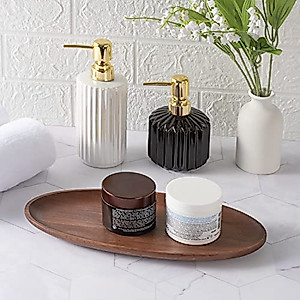 Insunen Walnut Wood Serving Decorative Tray, Oval Wooden Organizer Trays for Bathroom, Small Solid Wood Party Trays and Platters for Food Snack, 12.6 inches