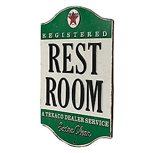 Open Road Brands Texaco Restroom Embossed Metal Sign - Vintage Texaco Restroom Sign for Bathroom - Registered and Extra Clean