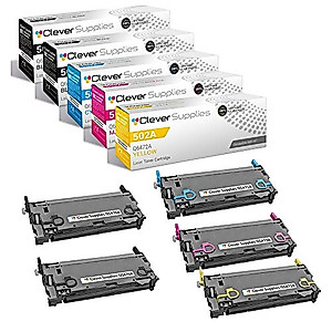 CS Compatible Toner Cartridge Replacement for HP 3505n Q6470A Black Q6471A Cyan Q6472A Yellow Q6473A Magenta HP 502A Color Laserjet 3600N 3600DN 3800N 3800DN 3800DTN CP3505N CP3505DN 5 Color Set