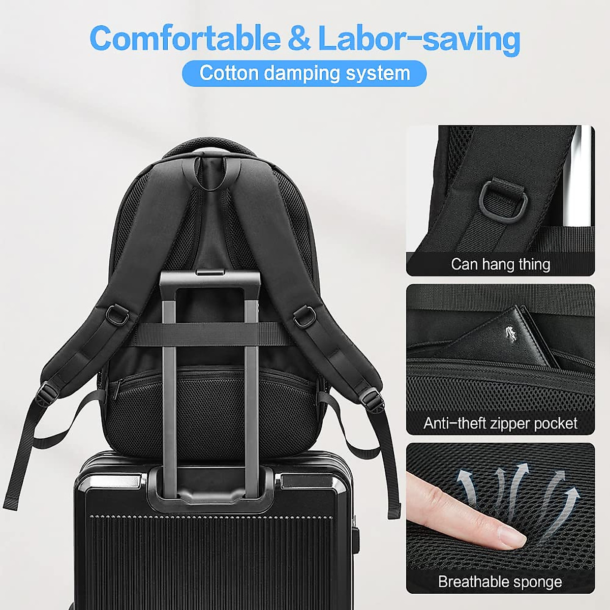 OIWAS Business Laptop Backpack for Men, Extra Large 36L Travel Backpacks with USB Charging Port, Water Resistant College School Computer Backpack Fits 15.6 Inch Laptop Notebook Bag