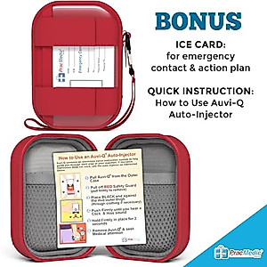 PracMedic Bags Auvi Q Carrying Case- Medicine Pouch - First Aid Pouch for Asthma Inhaler Case, Pump, Kids, Purse Essentials, Seizure Meds, Nasal Spray, Syringe, Travel Medicine, Hiking (Q-Pouch Red)