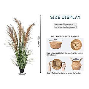 ECOFOREST 47" (4ft,1pack) Pampas Grass Potted Plants - Artificial Faux Plants Featuring Tall Grass, Fake Grass - Perfect Home Decor for Plant Room Decoration or As Floor Plants.