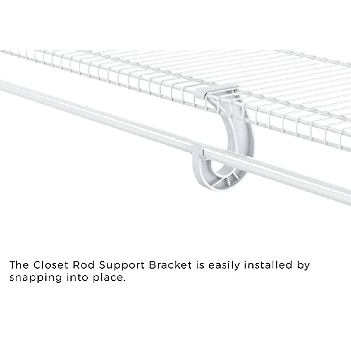 ClosetMaid Support Bracket for SuperSlide Hanging Bar Closet Rod, for Wire Shelving, White, 3.9 x 0.9 x 5.8 inches