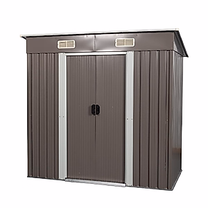 CuisinSmart Flat top Flat top Outdoor Storage Shed Waterproof,6x4 Ft Metal Garden Shed for Bike,Trash Can,Machine,Galvanized Steel Outdoor Storage Cabinet,Tool Storage for Garden,Patio,Backyard