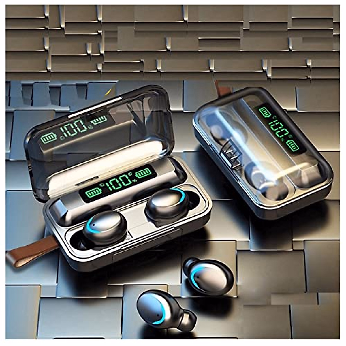 Wireless Earbuds Bluetooth Headphones Digital Display Touch Control Rechargeable Built-in Microphone in-Ear Stereo Deep Bass Headsets for Sports Running Gaming Music