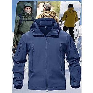TACVASEN Men's Ski Snow Fleece Jackets Special Ops Military Tactical Pockets Rain Jacket Waterproof Warm Fall Winter Coat Softshell Royal blue 2XL
