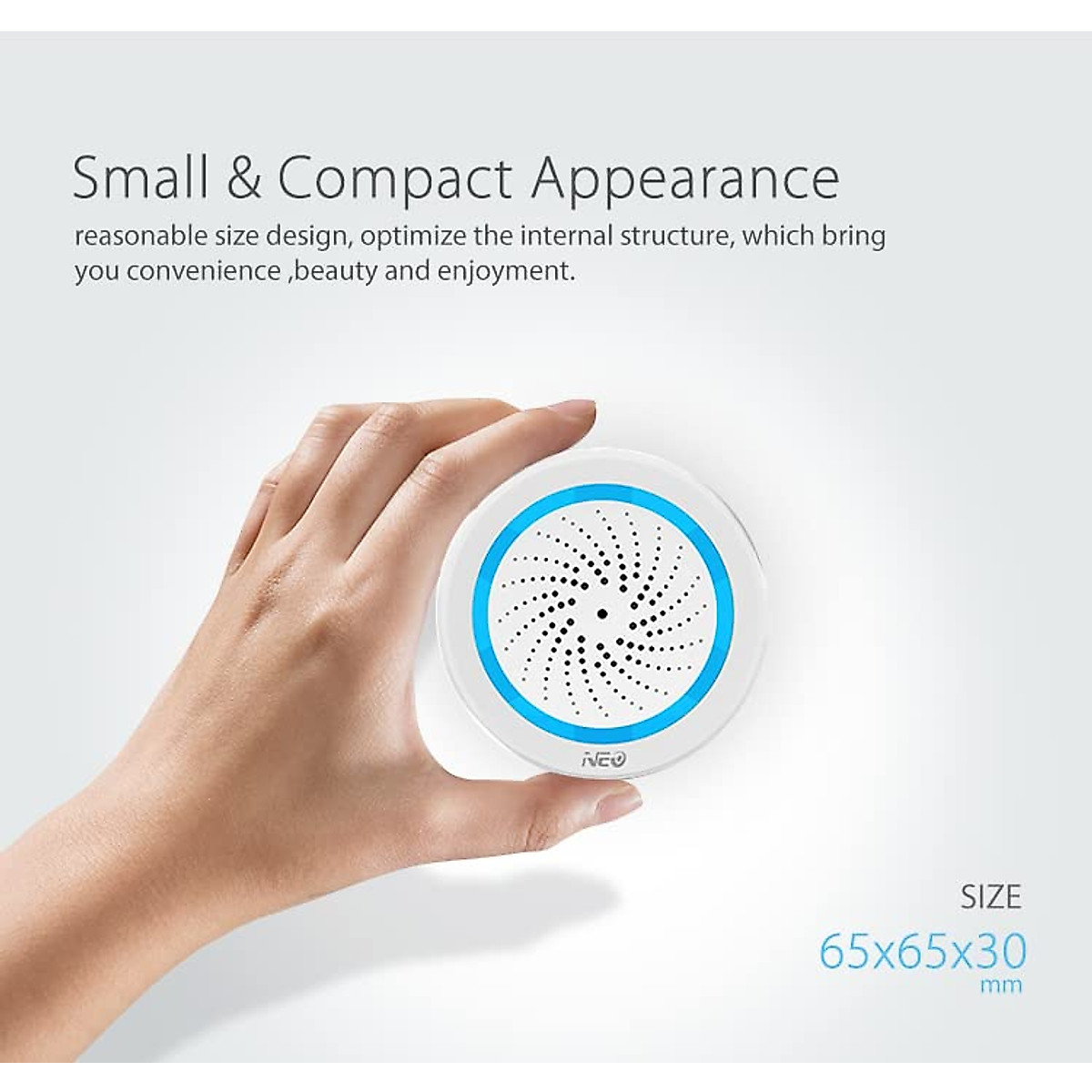 Z-Wave Plus Siren Alarm with Strobe alerts, NEO Smart Siren, Support USB Charge and with Back up Battery Works with SmartThings, Blue