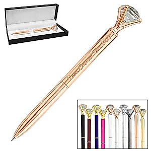 FwSYouMAI 1 PCS Diamond Pen with Crystal,Personalized Pens Bulk with Name Free Engraving,Custom Diamond Ballpoint Pens,Rose Gold Ink Stylus,Gift for Girls,Women,Wedding,Birthdays-Rose Gold