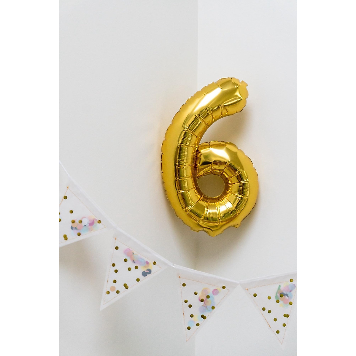 [10] 16" Number Gold Foil Balloons 0-9 set, Mylar Aluminum Hanging Numbers for Graduation Birthday Party Decorations Christmas New Year eve (10 Pcs)
