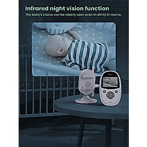 YOTON Portable 2.4" Baby Monitor YB01 with Camera and Audio, Auto Night Vision, 2-Way Talk,Temperature Monitor and 8 Lullabies VOX Mode,for Pet,Plug & Play