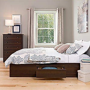 Prepac Mate's Queen 6-Drawer Minimalist Platform Storage Bed, Contemporary Queen Bed with Drawers 81.5" D x 63" W x 18.75" H, Espresso, EBQ-6200-3K