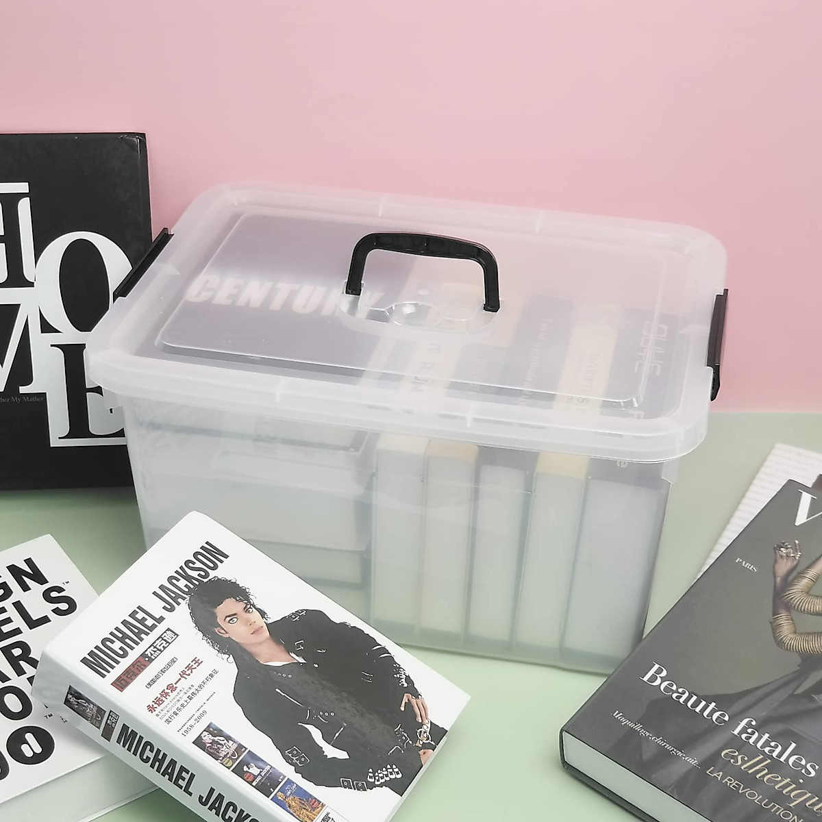 Fiazony 17.5 Quart Clear Storage Box, Plastic Storage Bins with Lids, 4-Pack