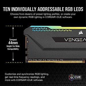 Corsair Vengeance RGB PRO SL 16GB (2x8GB) DDR4 4000MHz C18 Optimized for AMD Ryzen Desktop Memory (10 Ultra-Bright RGB LEDs, Custom Performance PCB, Tight Response Times, Intel XMP 2.0) Black