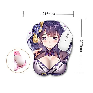 Waynexzavier Genshin Impact Computer Mouse Pad with Wirst Rest Gaming Mouse Pad Cute Computer Mouse Mat 3D Gel Mouse Pad (Raiden)