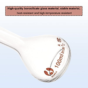 OLYCRAFT 4pcs Volumetric Flask 10ml/25ml/50ml/100ml Volumetric Flask Set with Glass Cap Durability & Chemical Resistance Glass Bottle for Laboratory Project