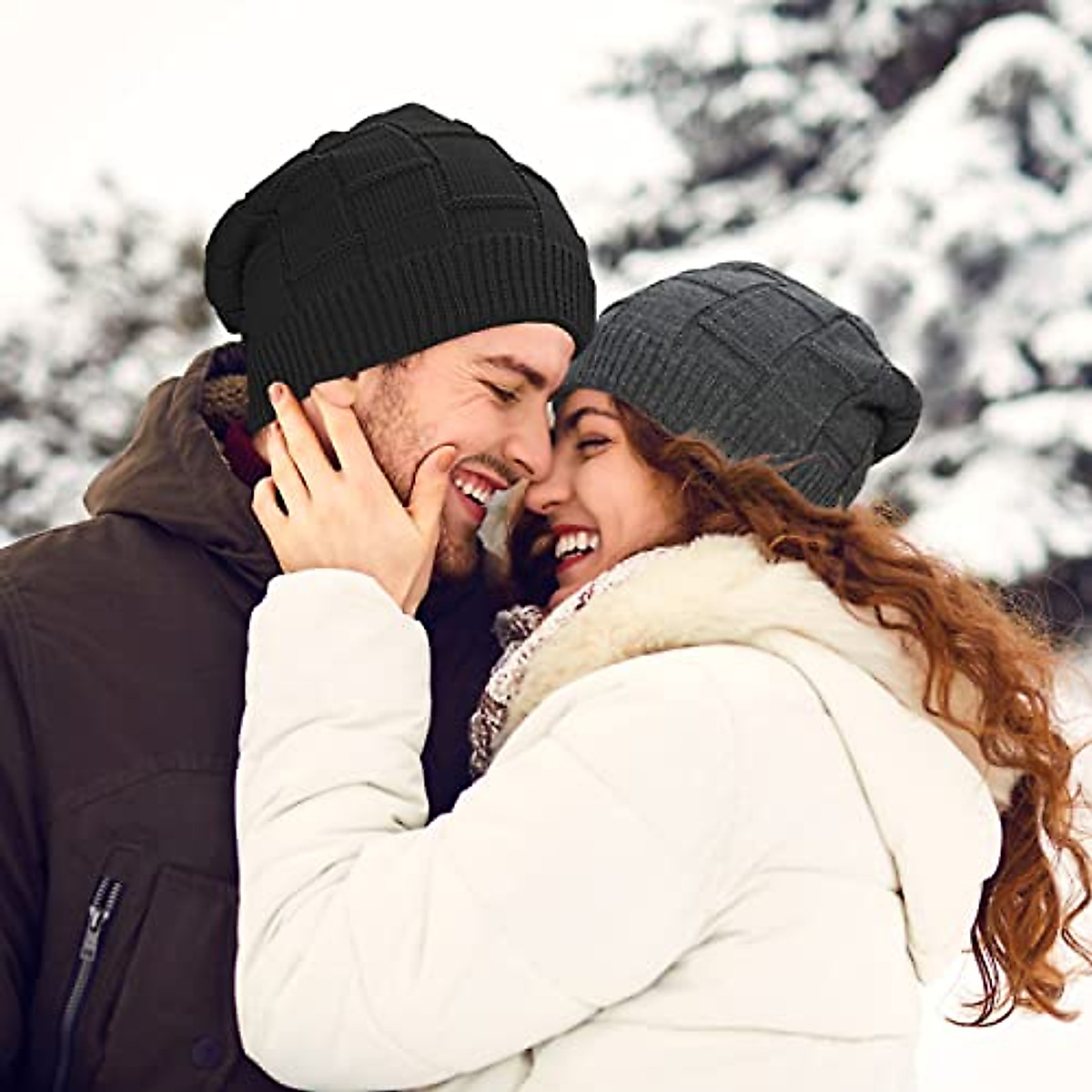 2 Pack Beanie Hats,Unique Christmas Stocking Stuffers Gifts for Women Men Teenagers Girls Her Husband Boys (Black+Black)