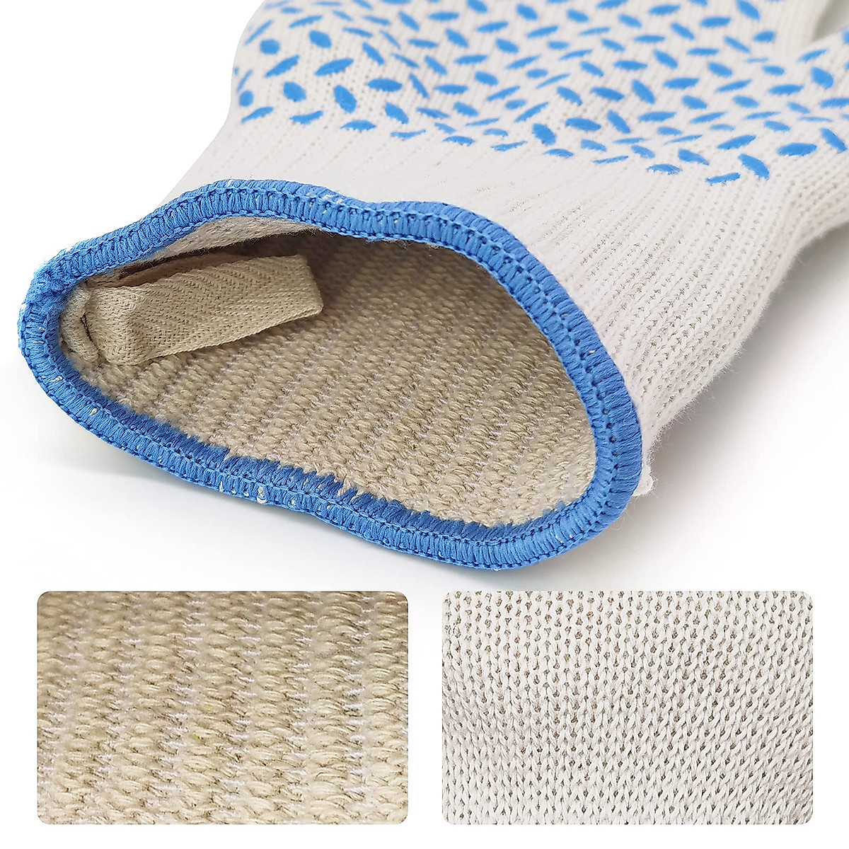 Oven Gloves 932°F Extreme Heat Resistant Gloves - DEYAN Silicone Non-Slip Oven Mitts with Finger, Kitchen Outdoor Cooking Glove for BBQ, Baking, Grilling, 1 Pair (White)