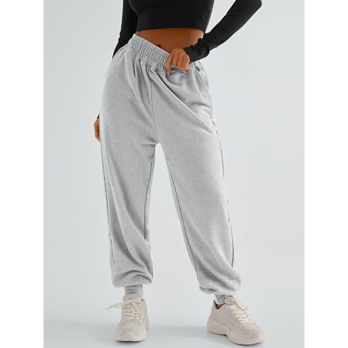Yovela Fall Clothes for Women 2024 Trendy Fashion Outfits Pants Y2k Aesthetic Winter Cute Warm Clothing Sweatpants Girl Grey