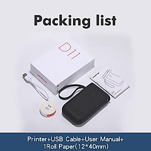 YuLinca Label Maker D11 with Tape, Wireless Bluetooth Portable Sticker Labels Printer 10-15mm Label Width Compatible with iOS & Android for Home & Office (Black)