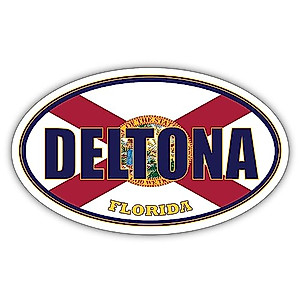 3 Pack 2x3 inches | Deltona City Florida State Flag | FL Flag Volusia County Oval State Colors Construction Toolbox, Hardhat, Lunchbox, Helmet, Mechanic, Luggage