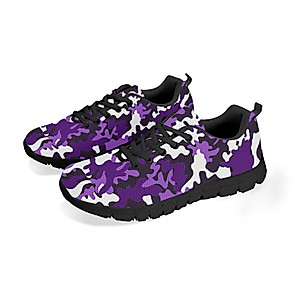 Wanyint Purple Camo Women Running Shoes Army Camouflage Lightweight Girls' Black Sole Sneakers Hiking Camping Mesh Air Training Athletic Shoes Tennis Shoes