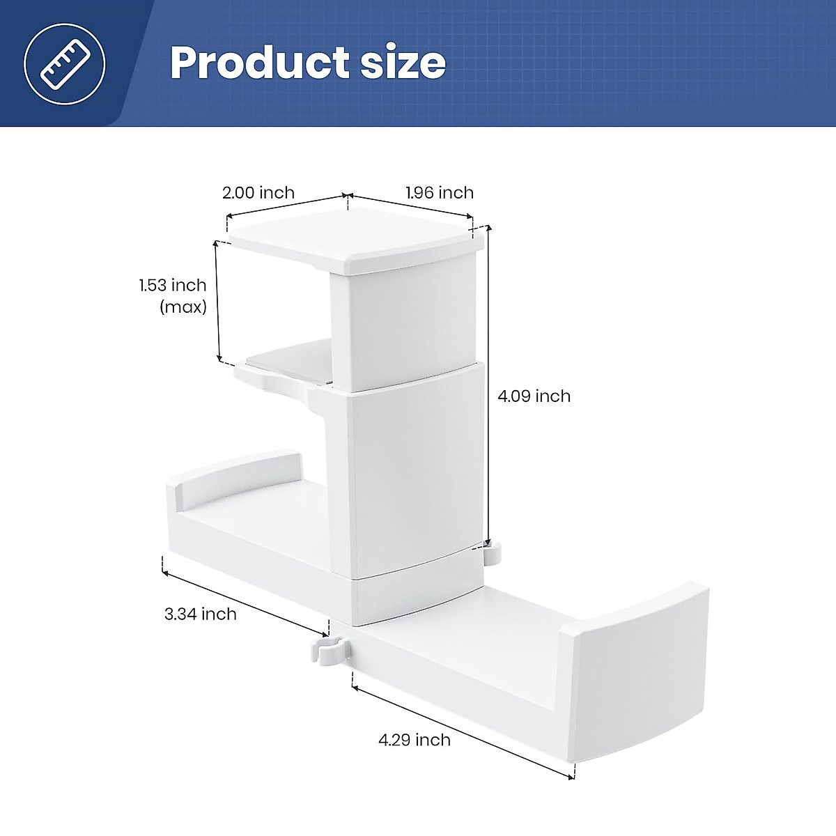 Dual Headphone Stand Holder - EURPMASK 2 in 1 PC Gaming Headset Hooks, 360 Degree Rotating Headphone Hanger with Adjustable Clamp & Cable Clip Organizer, Headset Mount Under Desk Earphone Clamp-White