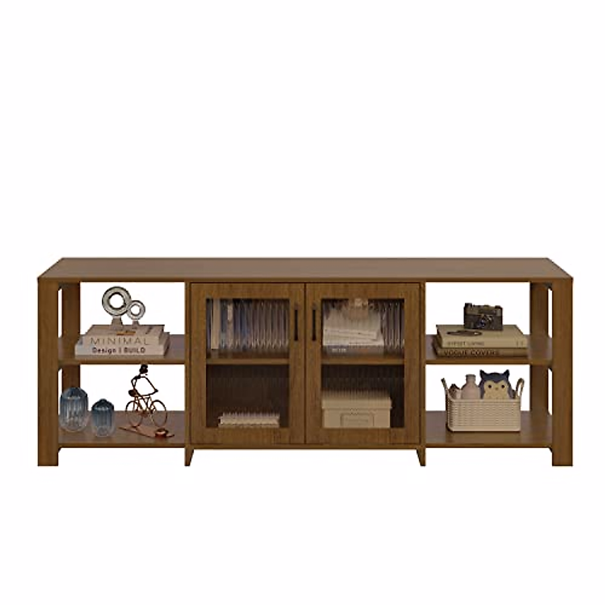 Panana TV Stand Entertainment Center TV Storage Cabinets Media Console with 2 Doors 4 Cubby TV Stand up to 70 Inch