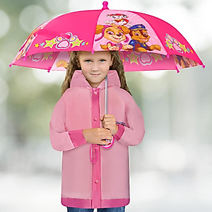 Nickelodeon Little Umbrella and Poncho Raincoat Set, Paw Patrol Girls Rain Wear for Toddler 2-3 Or Kids 4-7, Light Pink, Large, Age 6-7