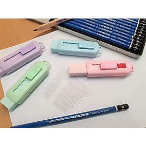 Staedtler Sliding retractable pencil eraser with plastic sleeve, assorted soft pastel color 4 Pack