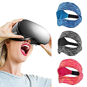 SAYAFAN VR Eye Mask, Adjustable Breathable VR Sweat Band for Meta/Oculus Quest 2/3/3S/Pro, HTC Vive, PS, Gear, VR Workouts (3PCS)