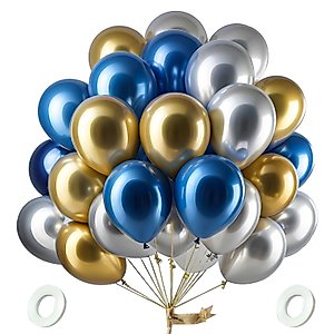Metallic Gold Silver Balloon and Metallic Blue Balloon for Baby Shower Birthday Graduation Wedding Party Decorations