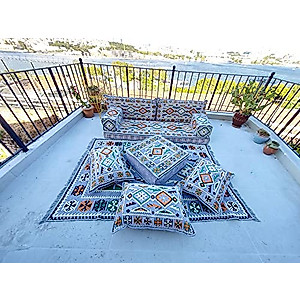 Floor Cushions, Gray Floor Sofa Seating Set, Traditional Arabic Sofa, Ottoman Couch, French Matress, Arabic Majlis, Sectional Sofa, Pouffs (Sofa Full Set)