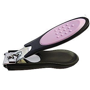 Nail Clipper with Comfort Grip Nail Catcher - Chrome Plated Toenails Clippers Nail Cutter Catches Clippings Sharp Sturdy Trimmer Stainless Steel for Men and Women