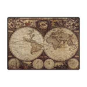 ALAZA Artwork World Map Watercolor Non Slip Area Rug 5' x 7' for Living Dinning Room Bedroom Kitchen Hallway Office Modern Home Decorative