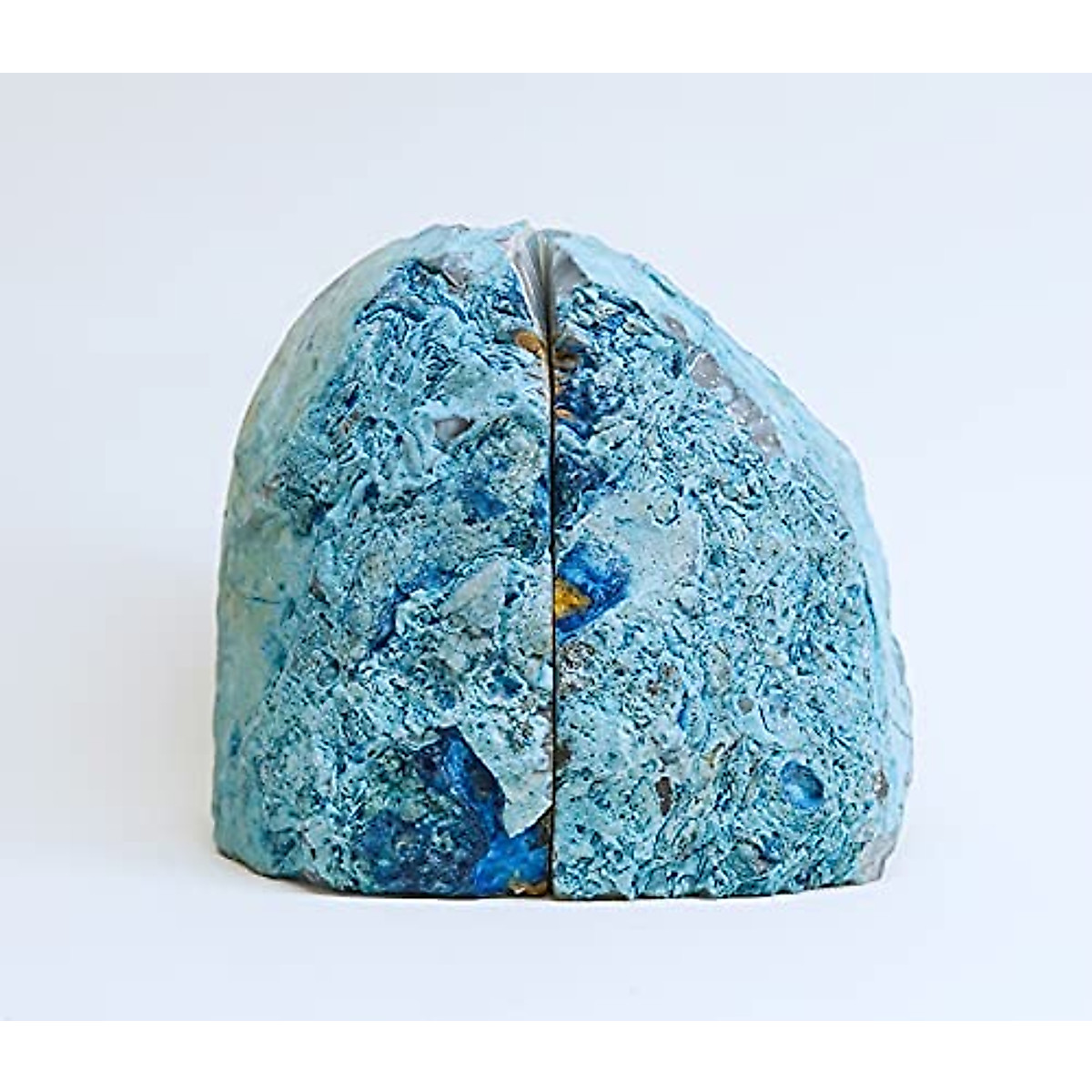 Brazilian Agate Polished Crystal Bookends Dyed Non-Toxic Blue with Rubber Bumpers (2 to 3 Lbs)