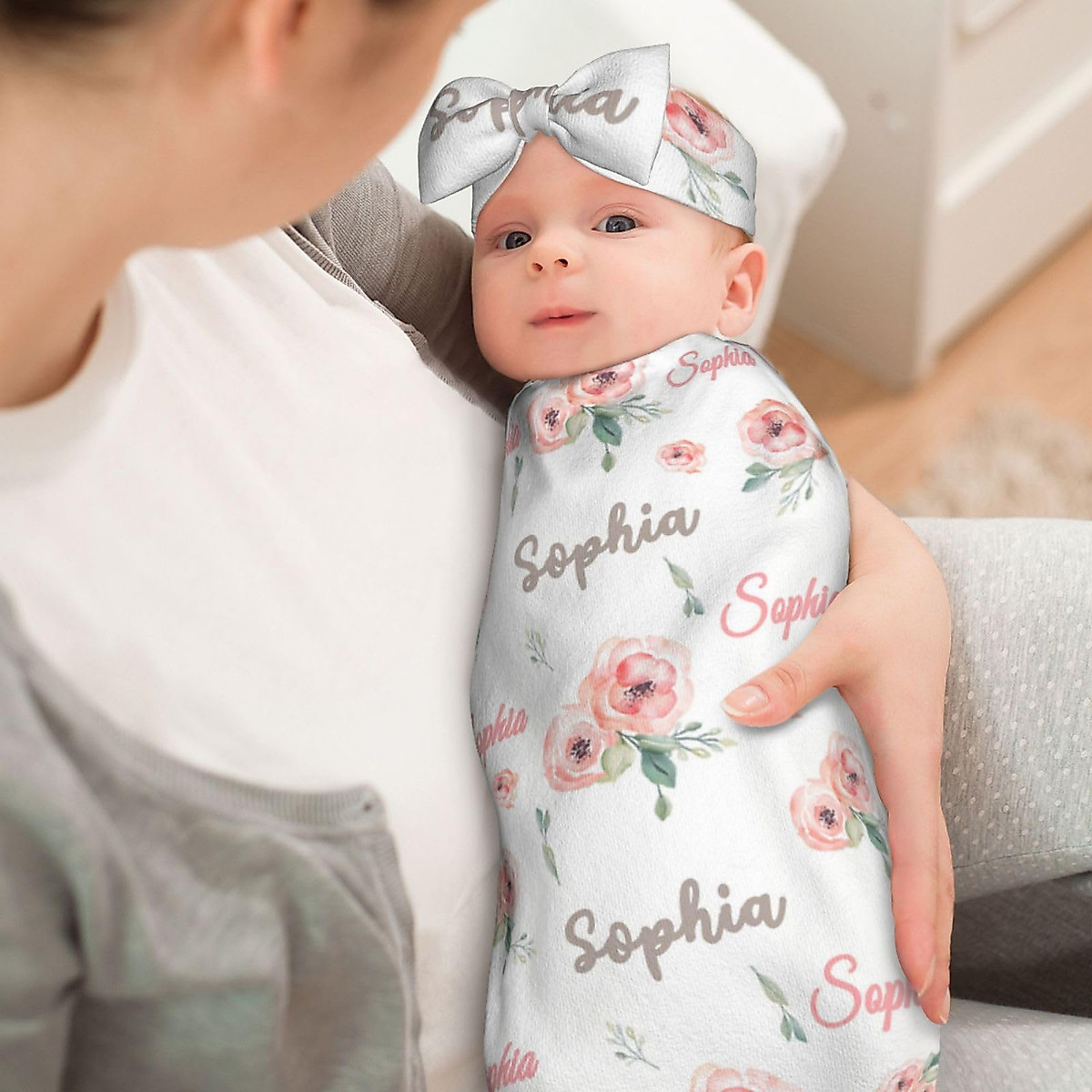 WTCWY Custom Baby Blankets for Girls Personalized Baby Swaddle with Hat for Baby Girl Boy with Name Personalized Custom Baby Blankets Personalized Baby Item Personalized Baby Girl Gifts