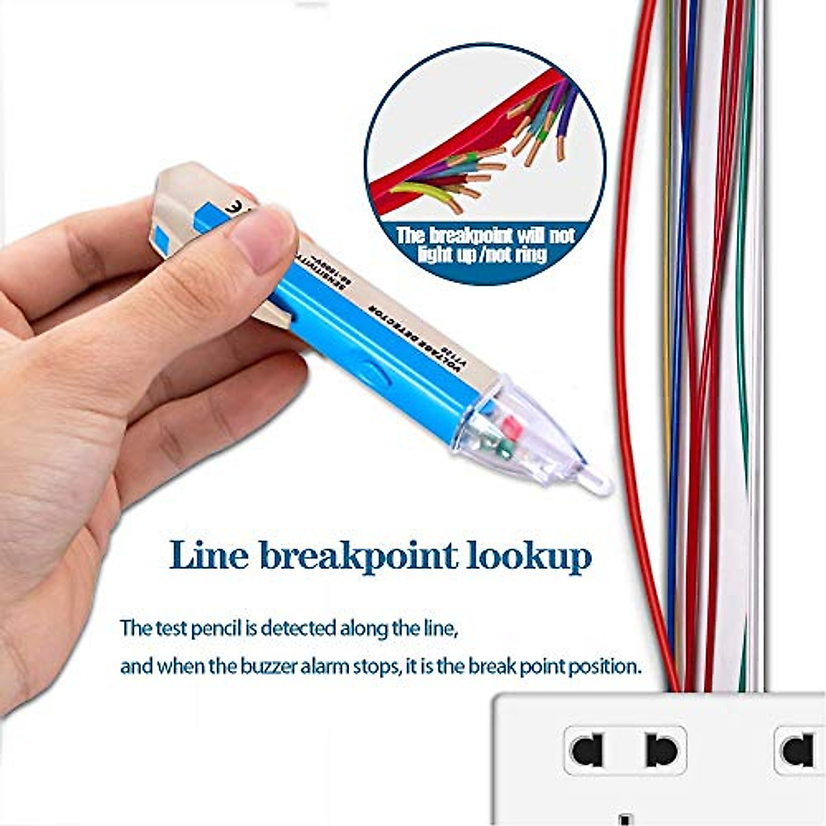 Non-Contact Voltage Tester with LED Flashlight, Buzzer Alarm, AC Voltage Detector Pen,Test Range 60V - 1000V & Live/Null Wire Judgment
