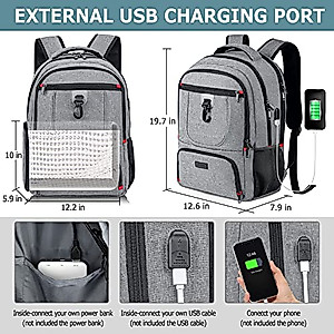 Lunch Backpack, Insulated Cooler Lunch Bag Backpack, Extra Large Travel 17.3 Laptop Back Pack Durable Computer College School Bookbag with USB Port for Women Men for Men Women Work Hiking Picnic