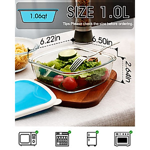 NUTRIUPS 1 QT Square Glass Baking Dish with Lid, 6x6 Baking Dish for Oven, Small Glass Food Bakeware